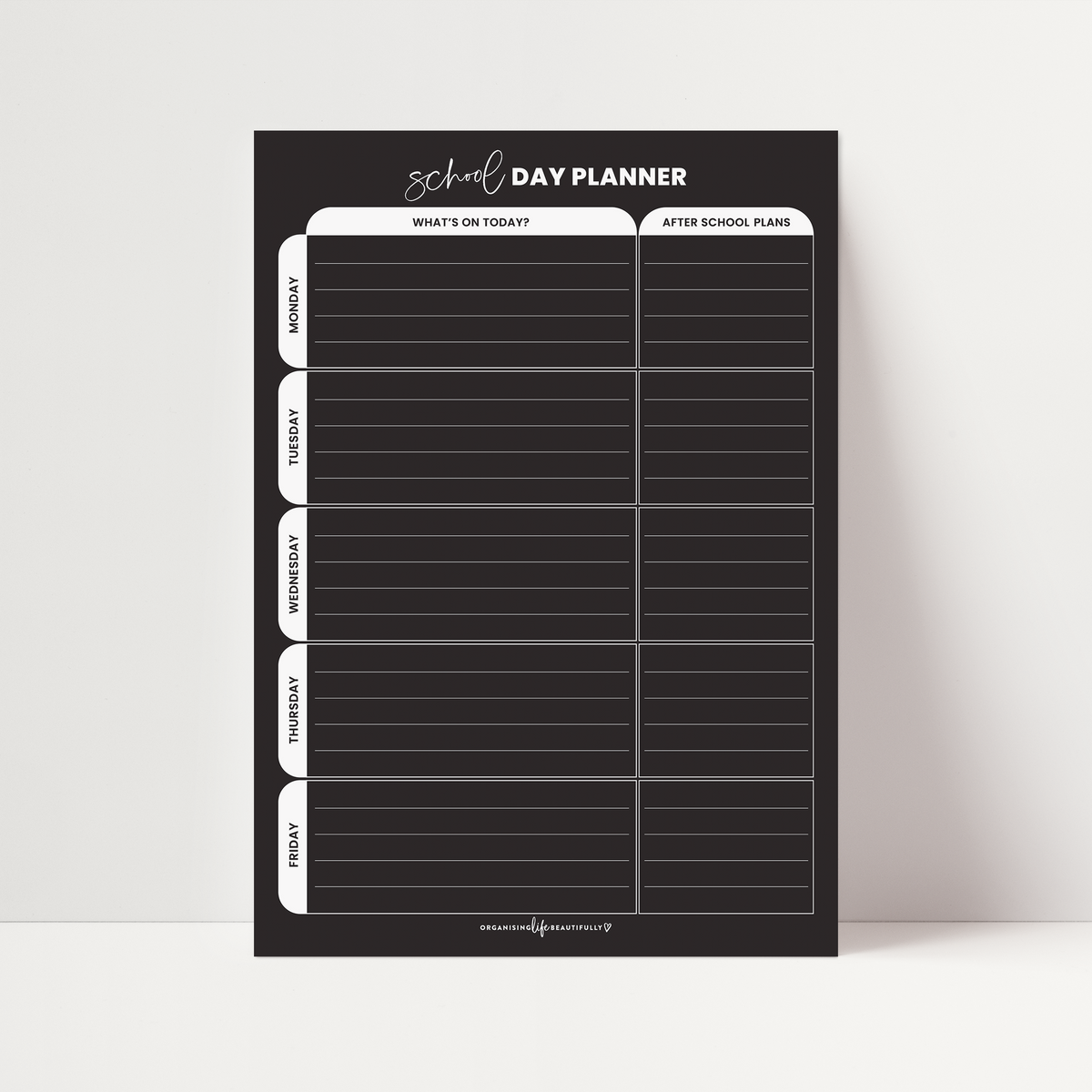 Reusable School Day Planner for Busy Students – Organising Life Beautifully