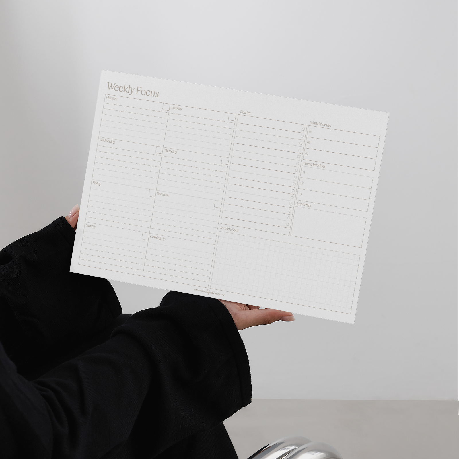 Paper | Weekly Focus Pad | Tear-Off Planner with Large Daily Boxes (A3 ...