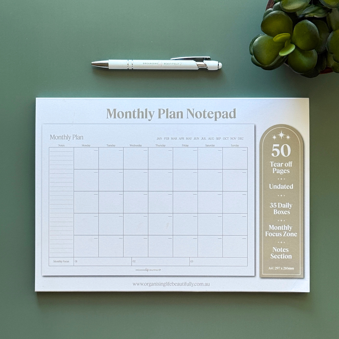 Paper | Monthly Plan Pad | Tear-Off Calendar with Notes & Focus Sectio ...