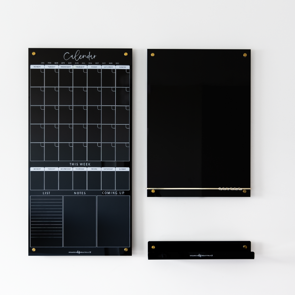 The Wall Hub - Black - 4 Piece Planner Bundle in Black – Organising ...