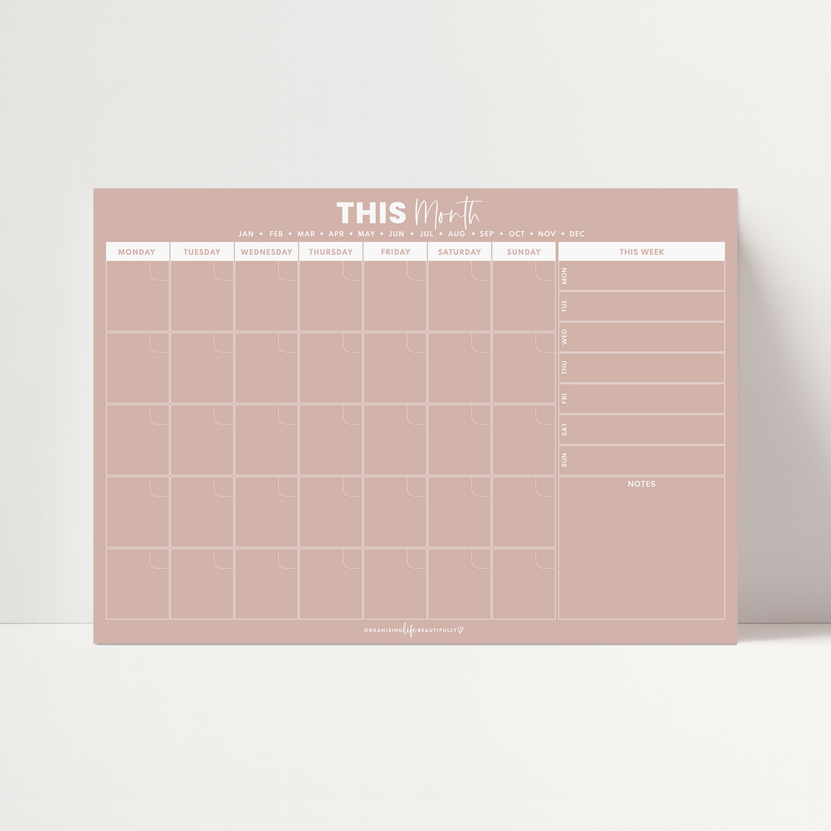 Organise with a Monthly Calendar, Weekly Planner and Notes – Organising ...