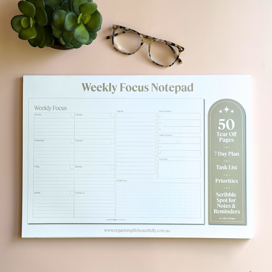 Paper | Weekly Focus Pad | Tear-Off Planner with Large Daily Boxes (A3 ...